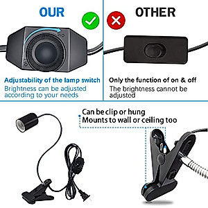 Reptile Heat Lamp,Aquarium Tank Heat Light,E26/E27 Turtle Basking Spot Lamp with Dimmable Switch,86.6in Habitat Basking Heat Lamp,Heating Lighting for Tortoise/Lizard/Amphibian/Snake/Aquarium(No Bulb)