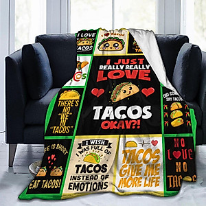 Cartoon Taco Throw Blankets for Girls Women Just Girl Who Loves Tacos Blanket Soft Warm Flannel Fleece Funny Cute Food Throws Plush Stuffed Animal Gifts for Kids Adults for Bed Bedding Decor 50"x40"