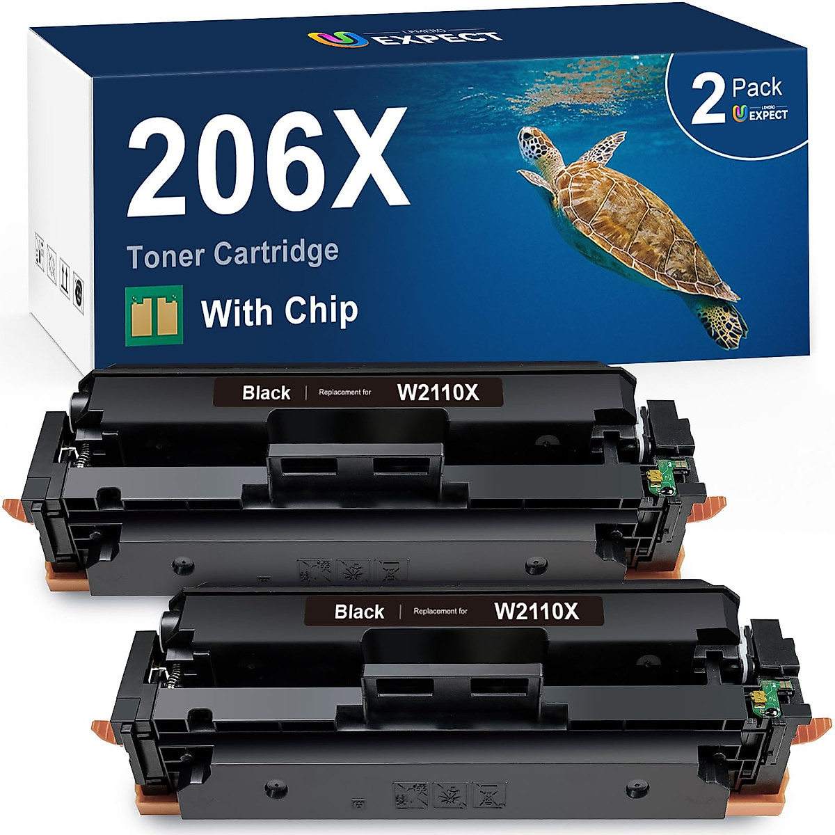206X Black Toner Cartridge with Chip LemeroUexpect Compatible Replacement for HP 206X 206A W2110X Toner Cartridges Set for Laserjet MFP M283fdw M283cdw M283 M282 Pro M255dw M255 Printer, 2 Pack