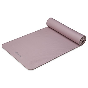 Gaiam Extra-Thick Yoga Fitness Mat and Exercise Mat with Non-Slip Texture and Easy Carry Strap - Ideal for Floor Workouts and Everyday Yoga - Supportive and Portable, Purple, 10mm