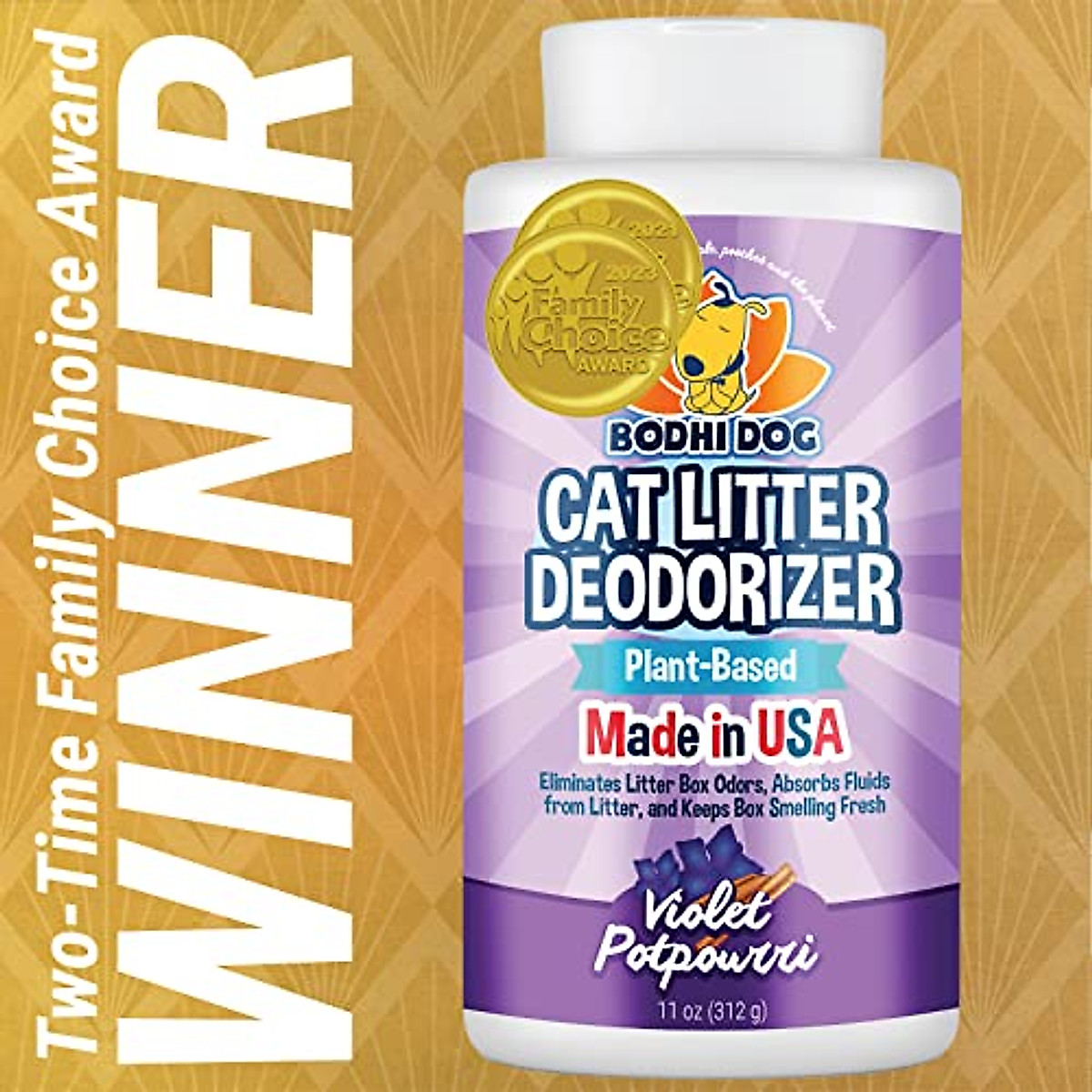 Bodhi Dog Natural Cat Litter Box Odor Eliminator – Best Litter Deodorizer for Strong Urine Odor – Fewer Cat Box Changes – Safe for Kitty Boxes - Violet Potpourri Scent