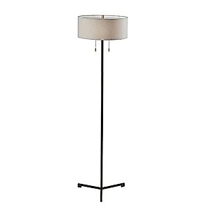 Adesso 1557-01 Wesley Floor Lamp, 60 in, 2 x 60W, Black, 1 Floor Lamp