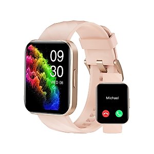 RUIMEN Smart Watches for Women Men (Answer/Make Calls) Compatible with iPhone/Android Phones, 1.85" HD Screen Fitness Tracker Heart Rate Monitor 100+ Sports Tracker Watch Waterproof (Pink)