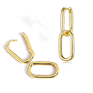 Gold Huggig Earrings for Women Rectangular Hoop Earrings Daily Earrings