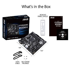 ASUS Prime B550M-K AMD AM4 Zen 3 Ryzen 5000 & 3rd Gen Ryzen Micro-ATX Motherboard (PCIe 4.0, ECC Memory, 1Gb LAN, Dual M.2, USB 3.2 Gen 2 Type-A,HDMI 2.1 4K@60Hz, DVI, D-Sub) Silver