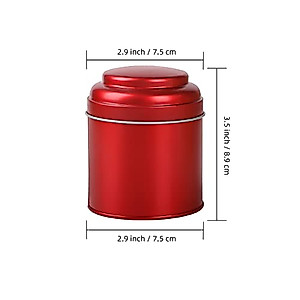 Fvstar 6pcs Loose Leaf Tea Canister with Airtight Double Lids,8 OZ Round Tin Can Box,Mini Kitchen Canisters Containers for Tea,Coffee,Sugar,Loose Leaf,Candy,Herbs and Spices Storage (Red)