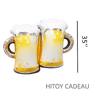 39in Celebrating Silver & Gold Wine Bottles and Conjoined Cup Large Foil Helium Mylar Balloons, Beer Party Decorations for Birthday, Camping, Anniversary, Graduation, Family gathering, Wedding