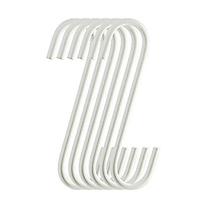 RuiLing 6-Pack 6Inch White Metal Hanging S Hooks - S Shaped Hook Heavy-Duty S Hooks, for Kitchenware, Pots, Utensils, Plants, Towels, Gardening Tools, Clothes