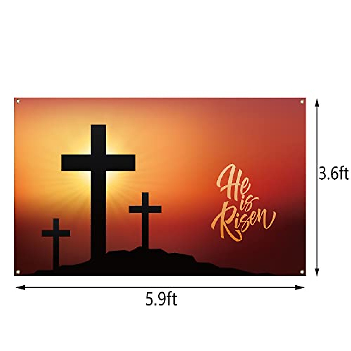 Pudodo He is Risen Backdrop Banner Easter Christian Cross Religious Holiday Party Photography Background Wall Decoration