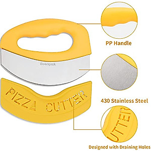 Suanyok Premium Pizza Cutter Food Chopper-Super Sharp Blade Stainless Steel Pizza Cutter Rocker Slicer with Protective Sheath Multi Function Pizza Knife Kitchen Tools,Dishwasher Safe