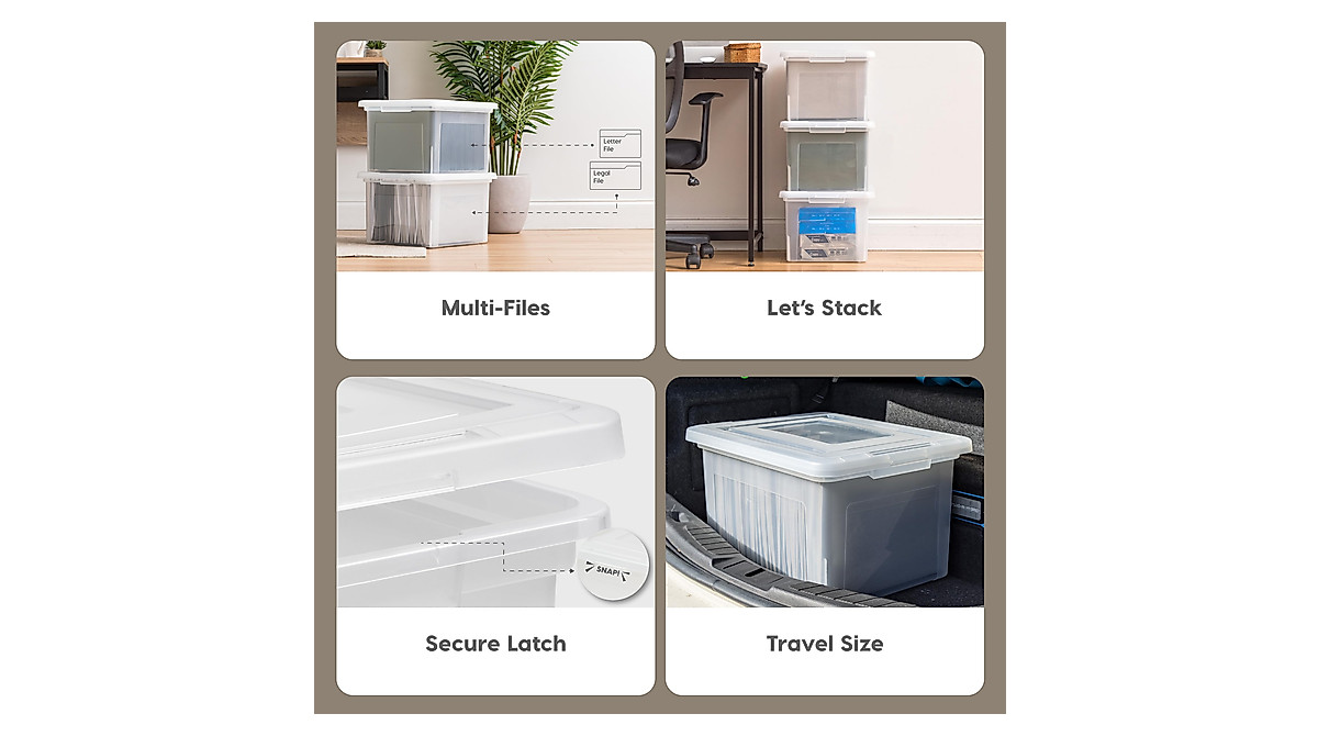 IRIS USA File Box File Organizer Plastic File Box for Letter/Legal File ...