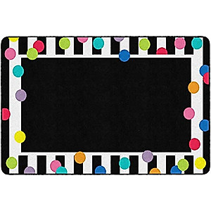 Flagship Carpets Schoolgirl Style Just Teach Bright Polka Dot Border Classroom Area Rug for Indoor Classroom Learning or Kid Bedroom Educational Play Mat, 5'x7'6", Multi
