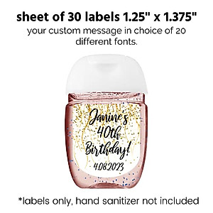 Sheet of 30 Custom Hand Sanitizer Labels | Party Favor Stickers (Gold Confetti)
