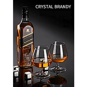 ROLATO Cognac Brandy Crystal Small Glasses Snifter, Set of 4 - Handcrafted - Good for Bourbon Whiskey - 15-ounce