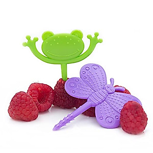 BapronBaby Garden Foodie Picks (2 Pack - Frog & Butterfly) - Toddlers + Preschoolers Utensils - BPA Free - Dishwasher Safe - Self Feeding - 18 Months+
