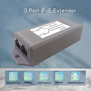 2 Port PoE Extender PoE+ Repeater 100Meters(328 ft) Extender 1 in 2 Out Comply IEEE 802.3af/at Standard 10/100Mbps for Security PoE Camera Over Cat5/Cat6 or UTP Cables …