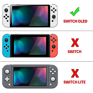 PlayVital AlterGrips Protective Slim Case for Nintendo Switch OLED, Ergonomic Grip Cover for Joycon, Dockable Hard Shell for Switch OLED w/Thumb Grip Caps & Button Caps - Matcha Green