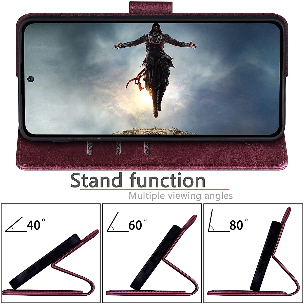 SUANPOT for Samsung S20 FE Leather Wallet case with RFID Blocking Credit Card Holder, Flip Folio Book Magnetic PU Cell Phone Plus Cover for (Wine Red, Only for S20 FE)