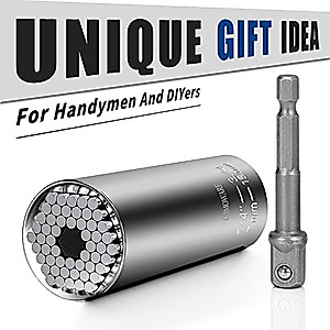 COMOWARE Universal Socket Tool Gifts for Men Women, Super Socket Unscrew Any Bolt 1/4"-3/4" (7mm-19mm) with Drill Socket Adapter, Cool Gadgets, Gifts for Him, DIY Handyman, Husband, Boyfriend