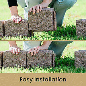 Beuta Sandstone Extender Block – Landscape Edging for Lawn & Garden, Easy No Dig Installation and Connects to Other Beuta Blocks, Heavy Duty Composite Resin Flex Wall Stone - 1 pc.