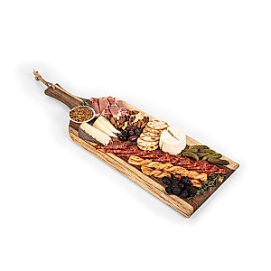 PICNIC TIME Monogram - G - Personalized Artisan 24" Acacia Charcuterie Board with Raw Wood Edge, Cheese Board, Serving Platter, (Acacia Wood)