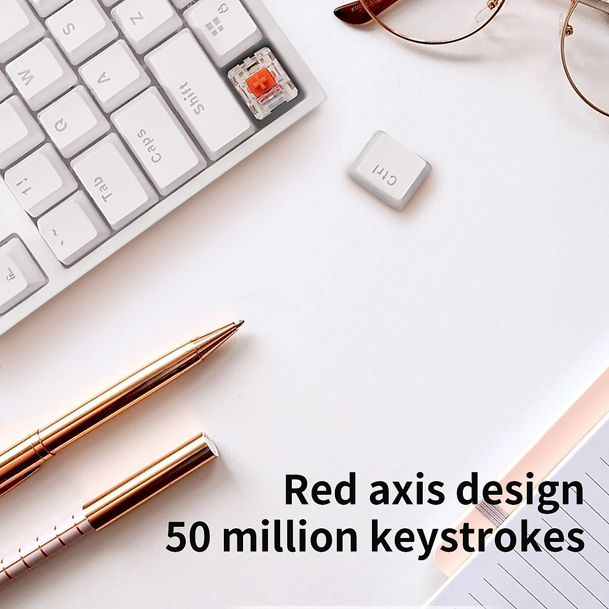 SUPUR NEWLING Wired Gaming Keyboard, RGB Backlit USB Rechargeable Ergonomic Design, TKL Mechanical Keyboard Red Switch Keyboards for Mac/Laptop Window 7/8/10 (White, 87 Keys)