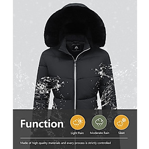 MOERDENG Women's Winter Windproof Warm Down Coats Waterproof Thicken Hooded fashions Puffer Jacket Black 01-L