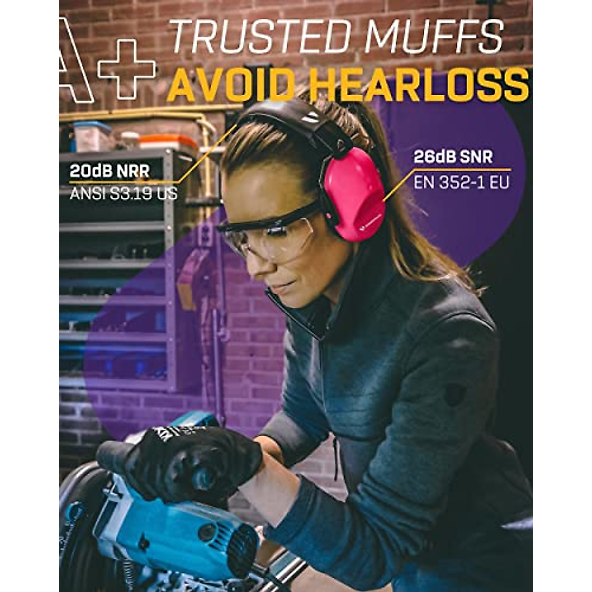 Vanderfields Hearing Protection Headphones 20dB Noise Reduction, Noise Cancelling Ear Muffs for Adults-Passive Ear Protection for Shooting Range, Fireworks, Construction, Lawn Mowing Safety Ear Muffs