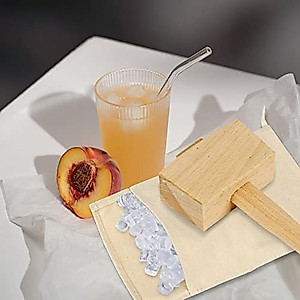 Professional Lewis Bags and Ice Mallet Set - Reusable Canvas Crushed Ice Crushing Bags with Wooden Mallet for Bartender Kit & Bar Tools Kitchen Accessory