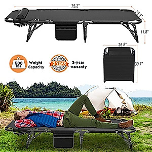 MOPHOTO Folding Lounge Chair 5-Position, Folding Cot, Portable Outdoor Folding Chaise Lounge Chair for Sun Tanning, Perfect for Pool Beach Patio Sunbathing