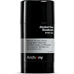 Anthony Alcohol Free, Aluminum Free Deodorant for Men – Non-Irritant Cool Gel Stick for Sensitive Skin – Sport Strength Stick Prevents Odor All Day – Clear, Stain Free – 2.5 Fl Oz