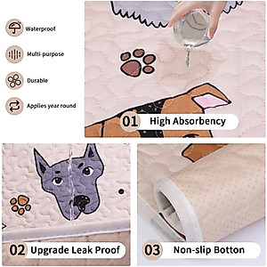 YGCASE Puppy Playpen Mat Crate Pad, Reusable Dog Pee Pads Washable for Pet Training, Housebreaking, and Incontinence, Waterproof/Anti-Slip/Machine Washable (Woof woof, 51x51 Inch-1 Pack)