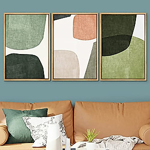 SIGNWIN Framed Canvas Print Wall Art Trio of Multicolored Transparent Ovals Abstract Shapes Illustrations Modern Art Multicolor Pastel for Living Room, Bedroom, Office - 24"x36"x3 Natural