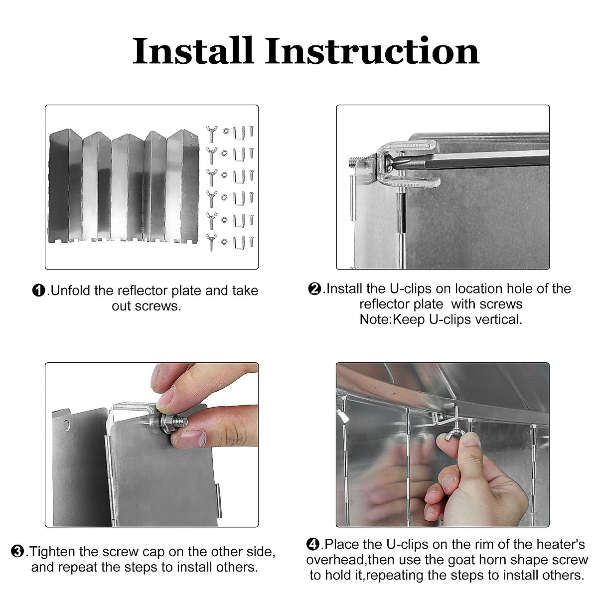 Patio Heater Reflector Shield, Upgraded 12" Height Heat Focusing Reflector for Round Natural Gas and Propane Patio Heaters - for Extra Heat Reflecting Power(10 Panels)
