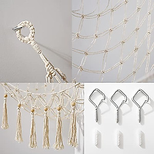 Stuffed Animal Hammock Stuffed Animal Storage Holder Macrame Boho Plush Toy Net Hammock for Stuffed Animals with Light Pet Net for Stuffed Animals Corner Hanging Net for Kids Room (White)