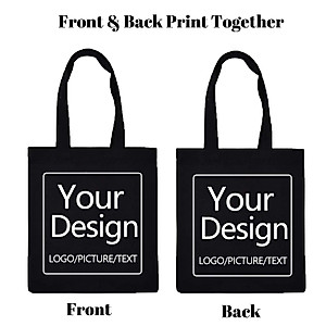 KEEVICI Double-sided Printing To Customize Your Own Personalized Canvas Tote Bag (1,Black)