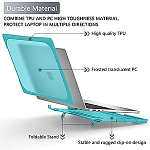 Batianda Heavy Duty 15 inch Microsoft Surface Laptop 5 4/3 Case with Metal Palm Rest with Fold Kickstand and Keyboard Cover - Shockproof Protective Cover for Enhanced Durability and Comfortable,Blue