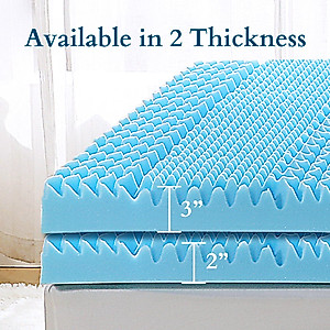 HUXMEYSON Foam Mattress Topper Queen, 7 Zone Cooling Mattress Topper with Gel Infused, Egg Crate Bed Topper Mattress Pad, CertiPUR-US Certified, 3 Inch (60 * 80 Inch)