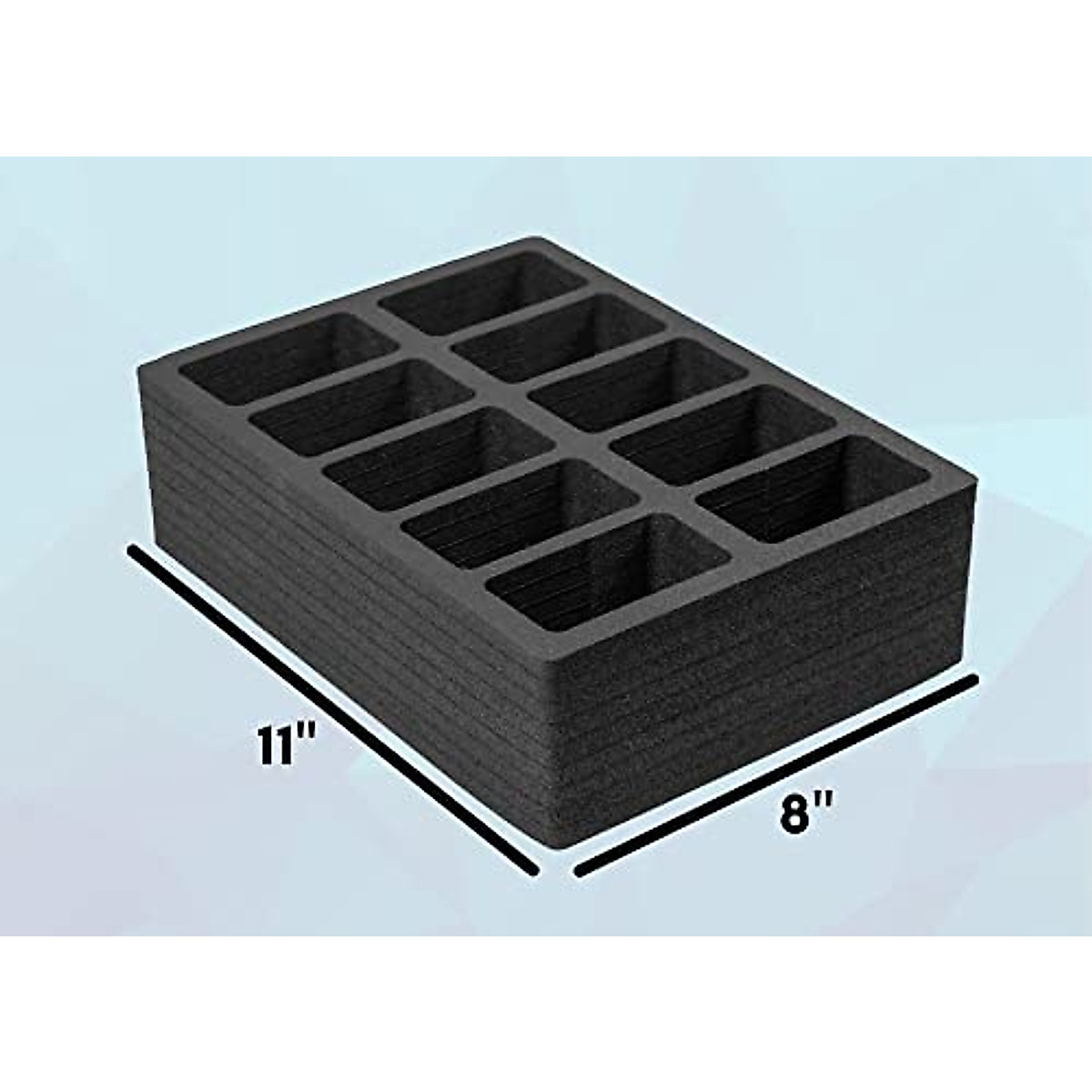 Polar Whale 4 Large Compact Organizer Stands Premium Durable Black Foam Tray Washable Waterproof Insert Storage for Home Bathroom Bedroom Cosmetic 11 x 8 x 3 Inches 10 Compartments