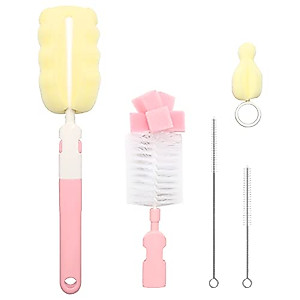 Jenbode Bottle Brush 5 Pack Cup Cleaner Sponge Brush Set Detachable Long Handle Bottle Cleaner Set Baby Nipple Brushes, Straw Brushes