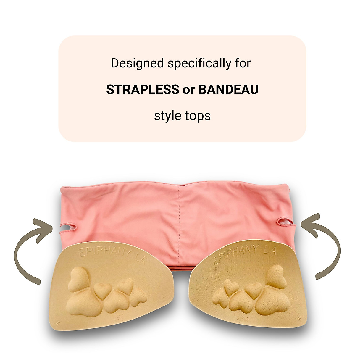 Epiphany LA Women's Strapless Style Push-up Padding Inserts for Swimsuits, Sports Bras, and Clothing (C-Cup (1 Pair))