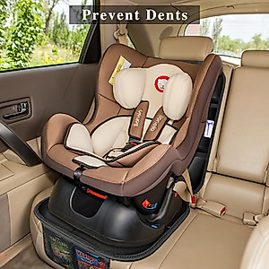 Gowhalle Car Seat Protector, Non-Slip Rubber Padded Backing Seat Protector for Child Seats, Waterproof Thickest Padding Car Seat Protector Under Baby Seat - No Imprint (Black-Ⅰ-2pcs)