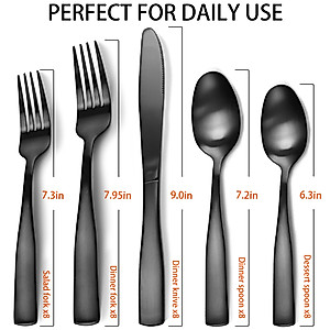 IFERRENS 40-Piece Matte Black Silverware Set for 8, 18/0 Brushed Finish Stainless Steel Cutlery Set, Dishwasher Safe Modern Flatware Set for Daily Home Wedding Restaurant Party Event Serving For 8
