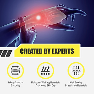 UptoFit - Copper Wrist Compression Sleeve, Hand Brace Wrist Support for Carpal Tunnel, Wrist Brace for Tendonitis, Breathable Copper Compression Sleeve, Dark/Black in Large, Pack of 1