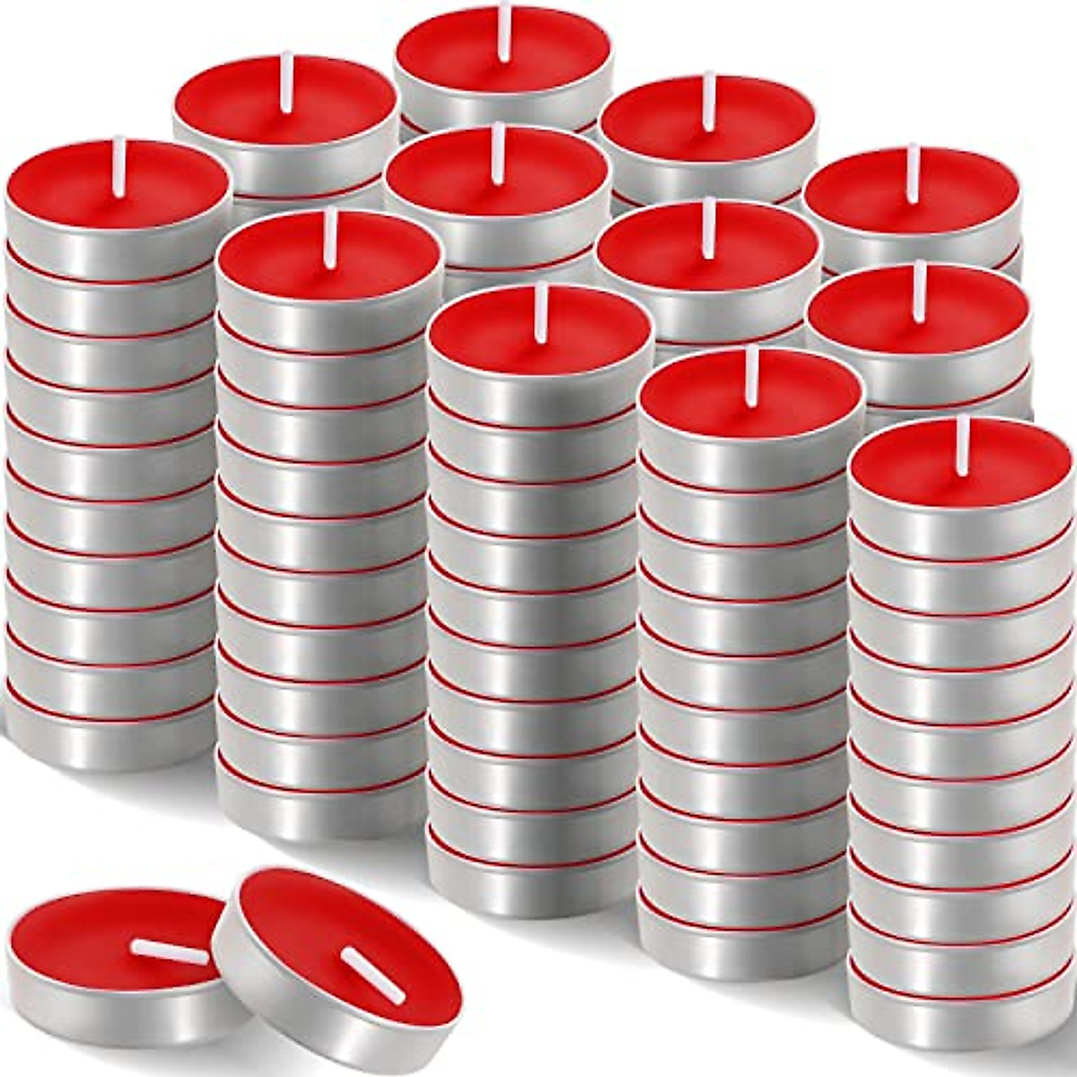200 Pcs Tea Lights Candles Smokeless Tealight Candles Mini Tealight Candles Dripless Candles Bulk for Dinner Party Home Decoration Wedding Centerpiece Birthday Valentine's Day (Red)