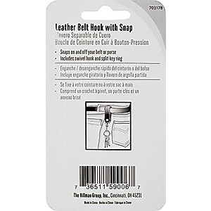 Hillman 703178 Leather Belt Hook with Snap, 5 Pack, Brown