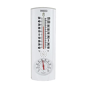 Springfield Vertical Thermometer and Hygrometer, Indoor Outdoor Thermometer, Wireless Humidity Meter for Patio, Garden, or Nursery areas (9.125-Inch)