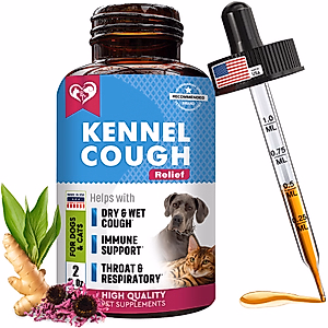 Kennel Cough Treatment & Natural Infection Medicine for Dogs & Cats - Respiratory & Cold Cough Relief - Collapse Trachea & Cat Asthma Support - Made in USA