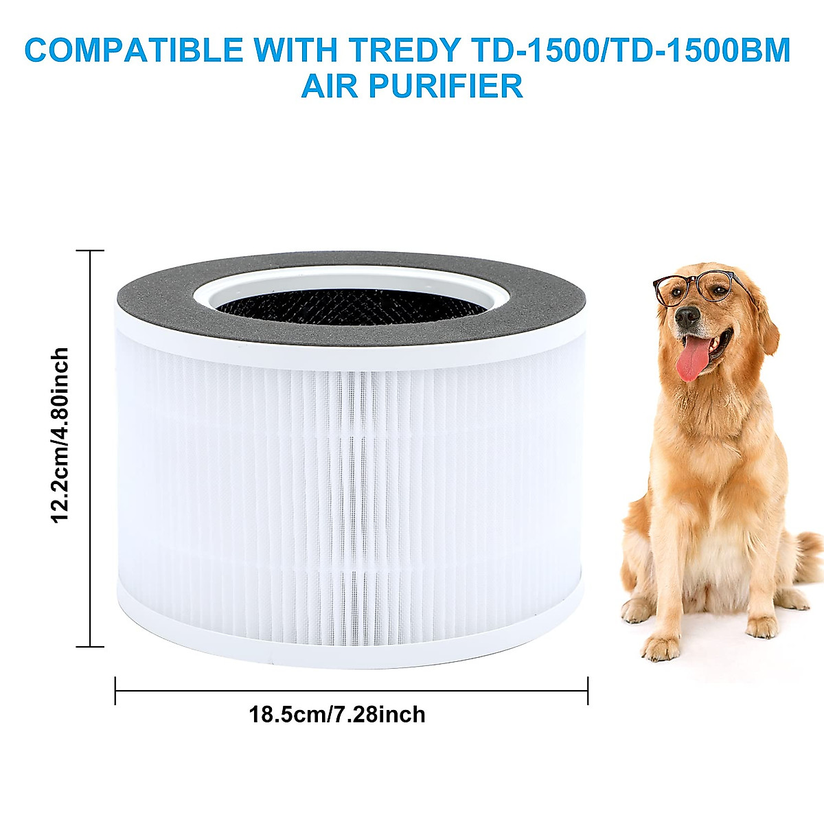 RichBring 2-Pack HEPA Air Purifier Replacement Filter Compatible with Tredy TD-1500 & TD-1500BM