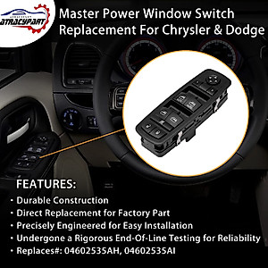 Master Power Window Switch | 3 PINS + 0 PINS Check Required | Replacement for 2010 – 2011 Chrysler Town & Country Dodge Grand Caravan | Replaces# 04602535AH, 04602535AI